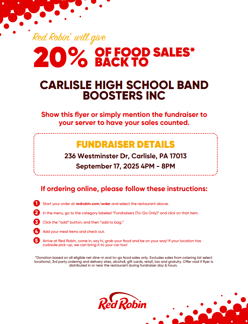 Red Robin Fundraising Night – Carlisle High School Band